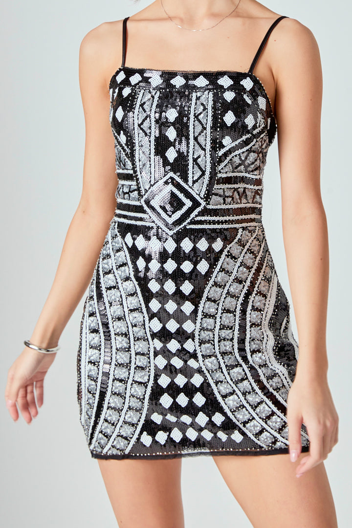 Beading Sequins Mini Dress – Endless Rose