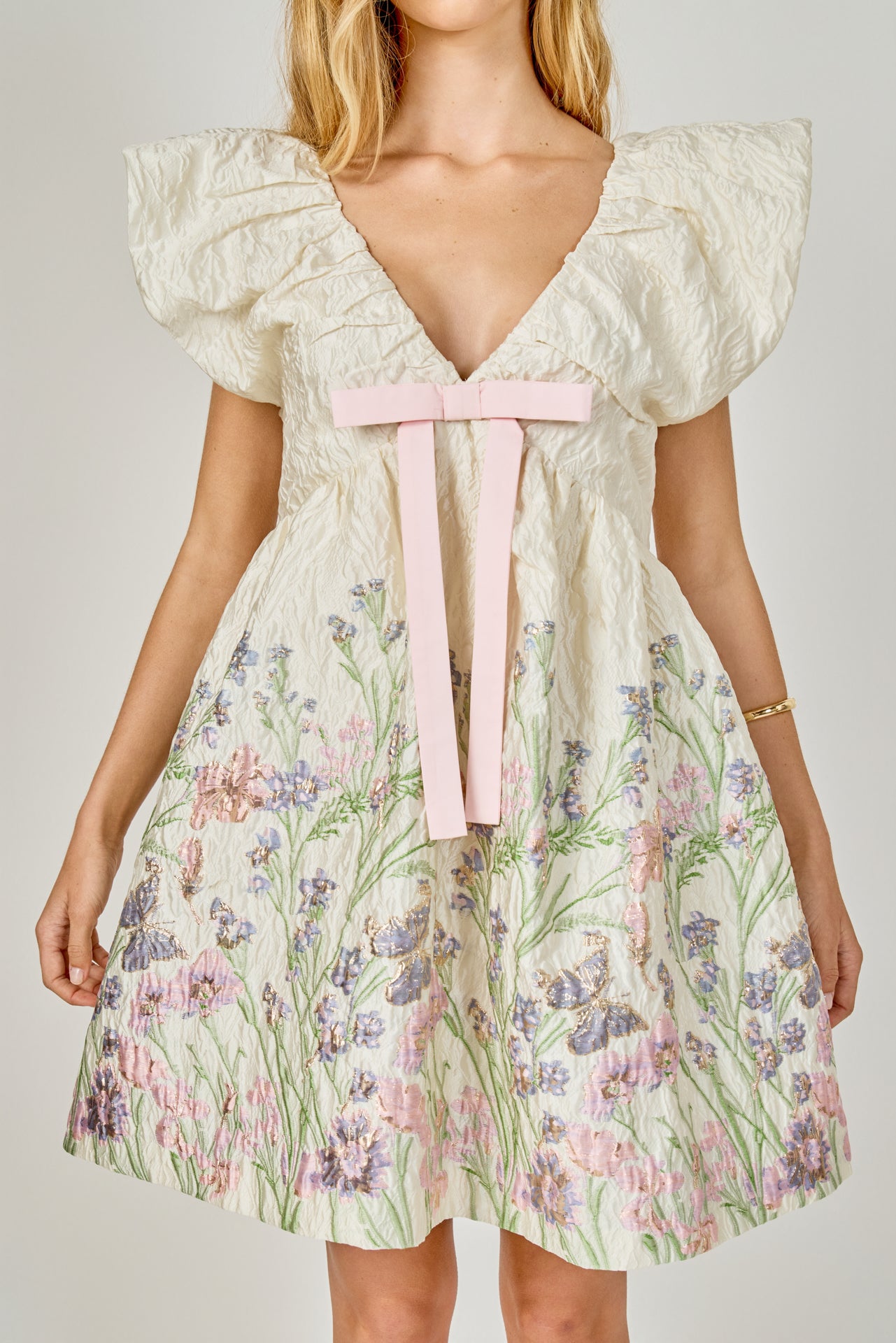 Jacquard Bow Mini Dress – Endless Rose