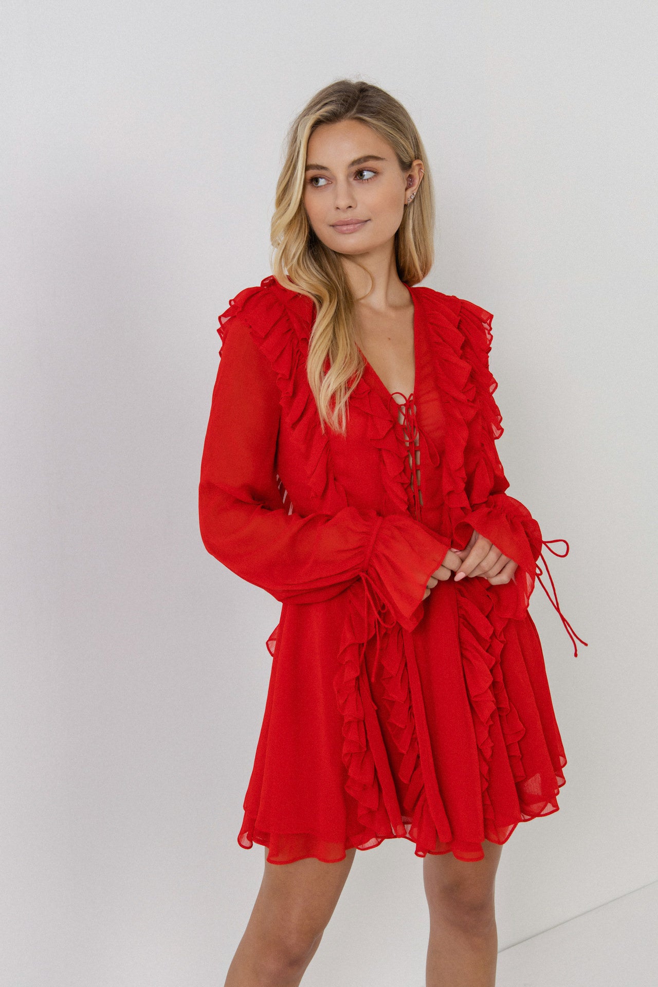 Long-Sleeve Ruffle Mini Dress – Endless Rose