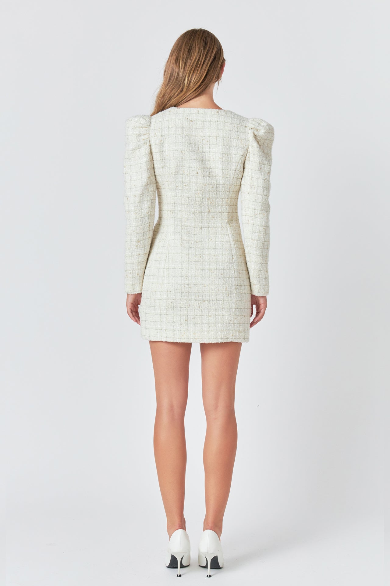 Premium Long-Sleeve Tweed Mini Dress – Endless Rose