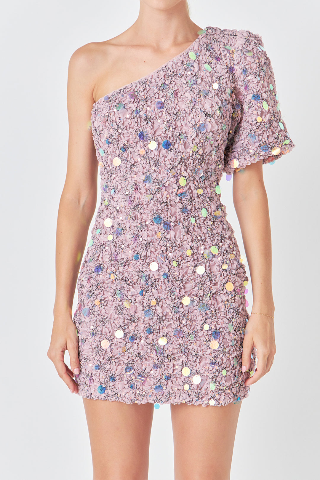 Premium One-Shoulder Sequin Mini Dress – Endless Rose
