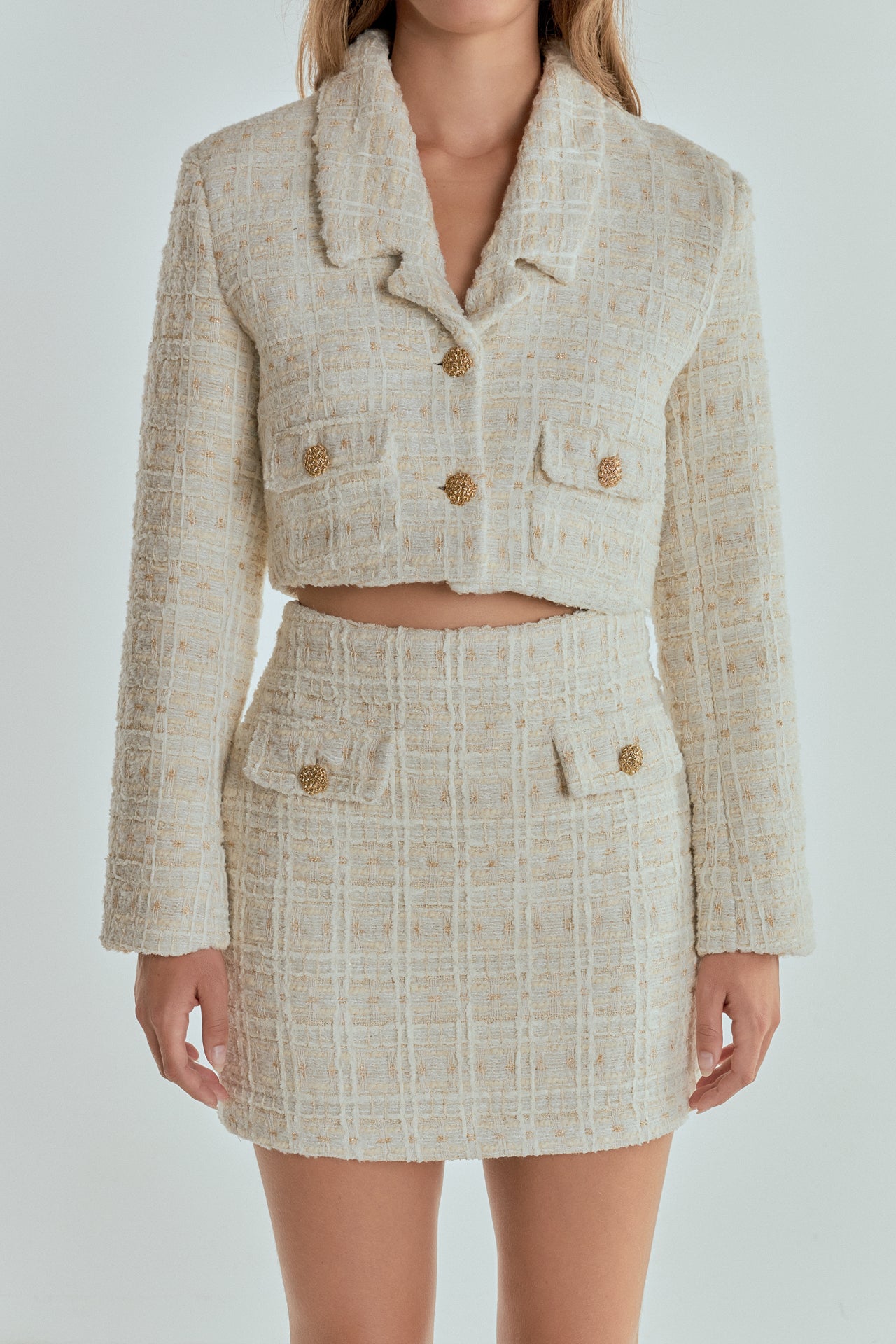 Premium Cropped Tweed Jacket – Endless Rose