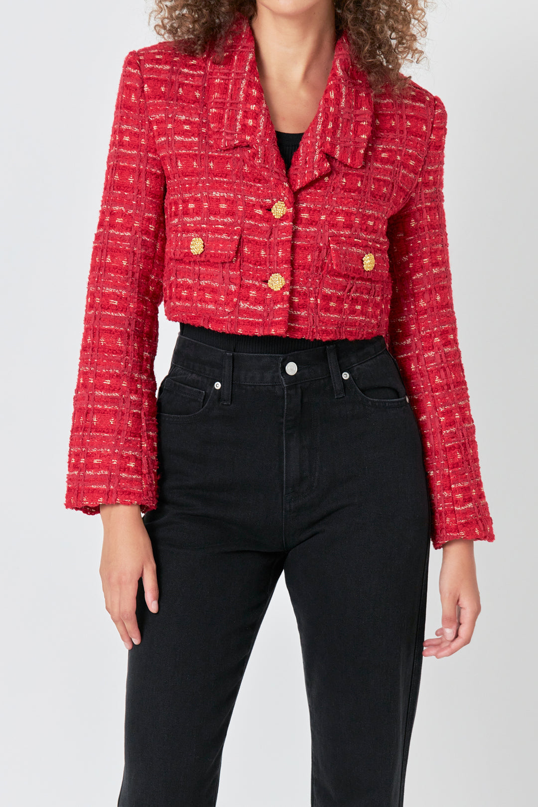 Premium Cropped Tweed Jacket – Endless Rose