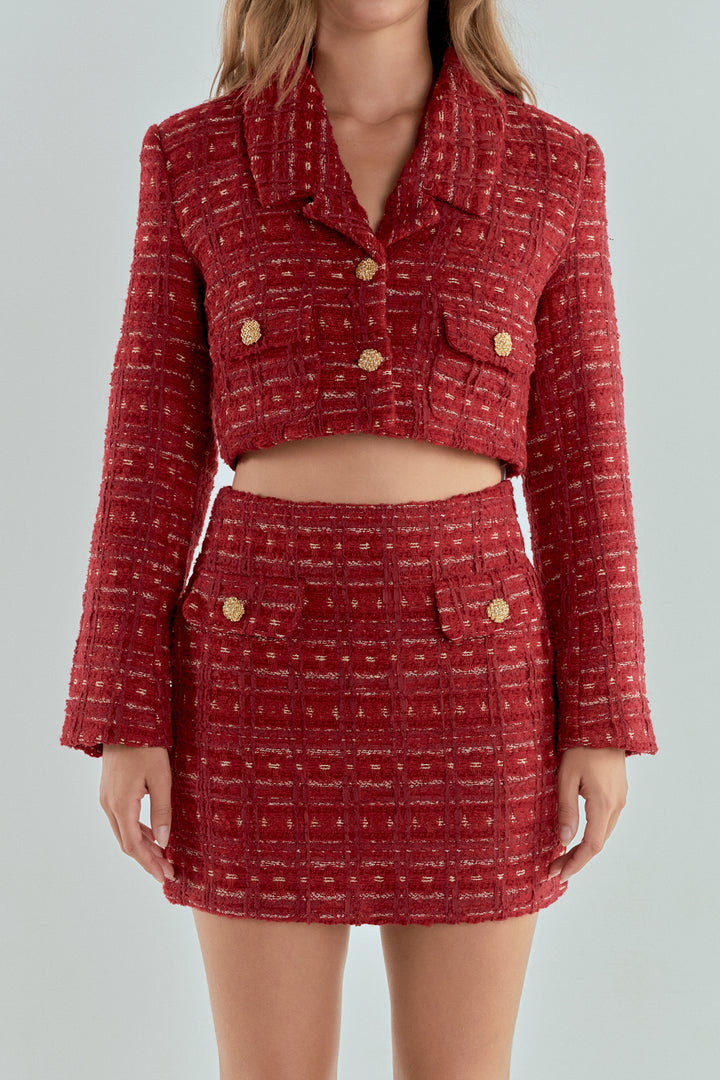Premium Cropped Tweed Jacket – Endless Rose