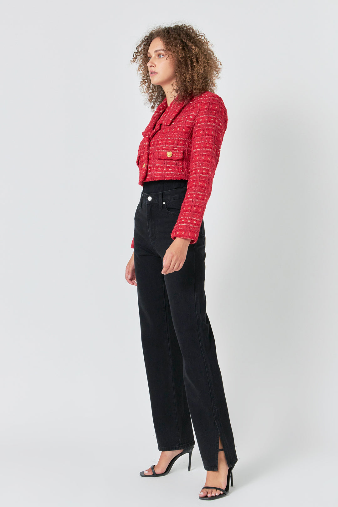 Premium Cropped Tweed Jacket – Endless Rose