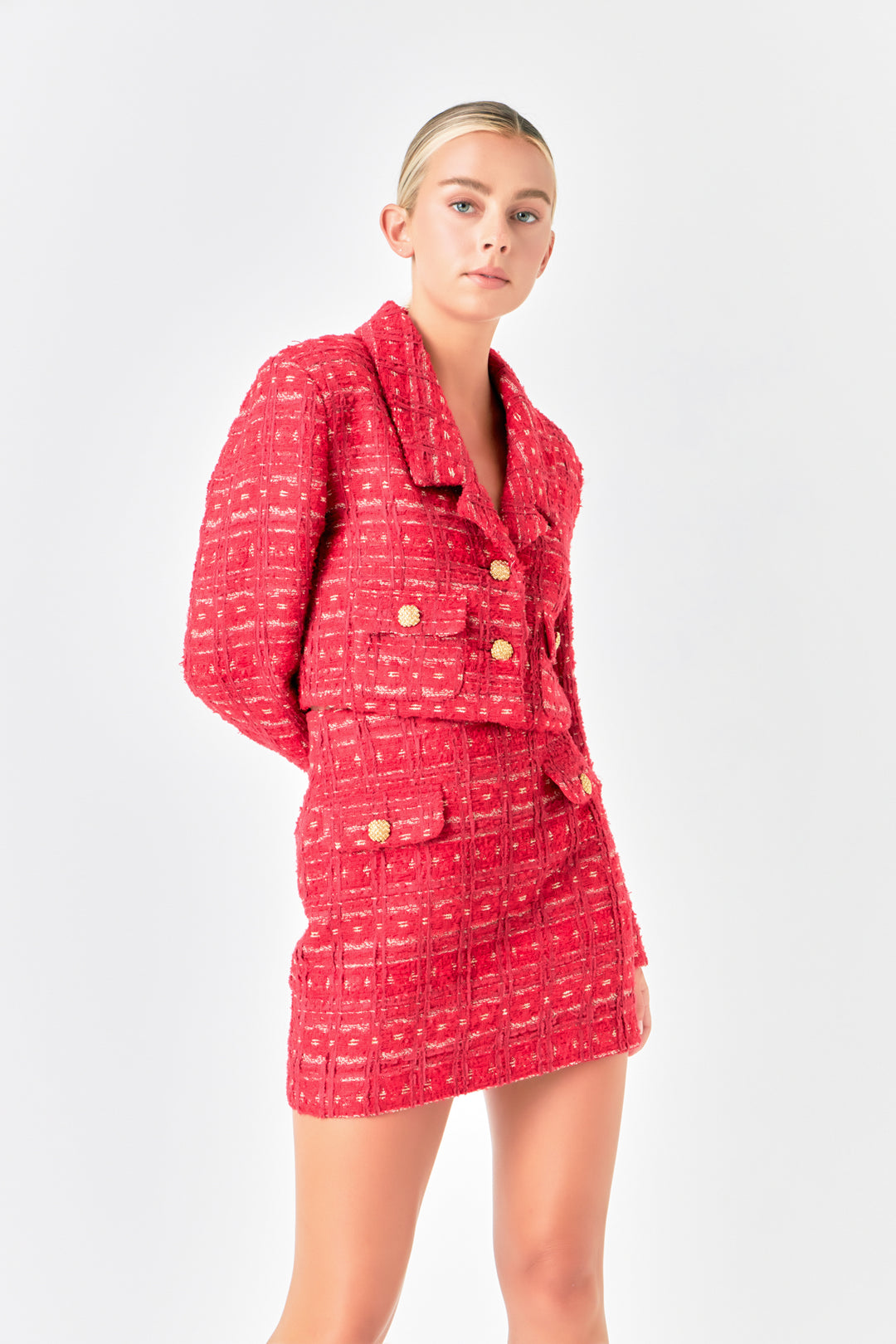 Premium Cropped Tweed Jacket – Endless Rose