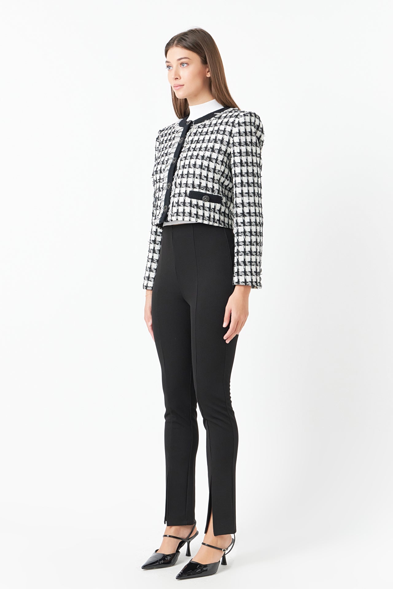 Premium Cropped Tweed Jacket With Fringe – Endless Rose