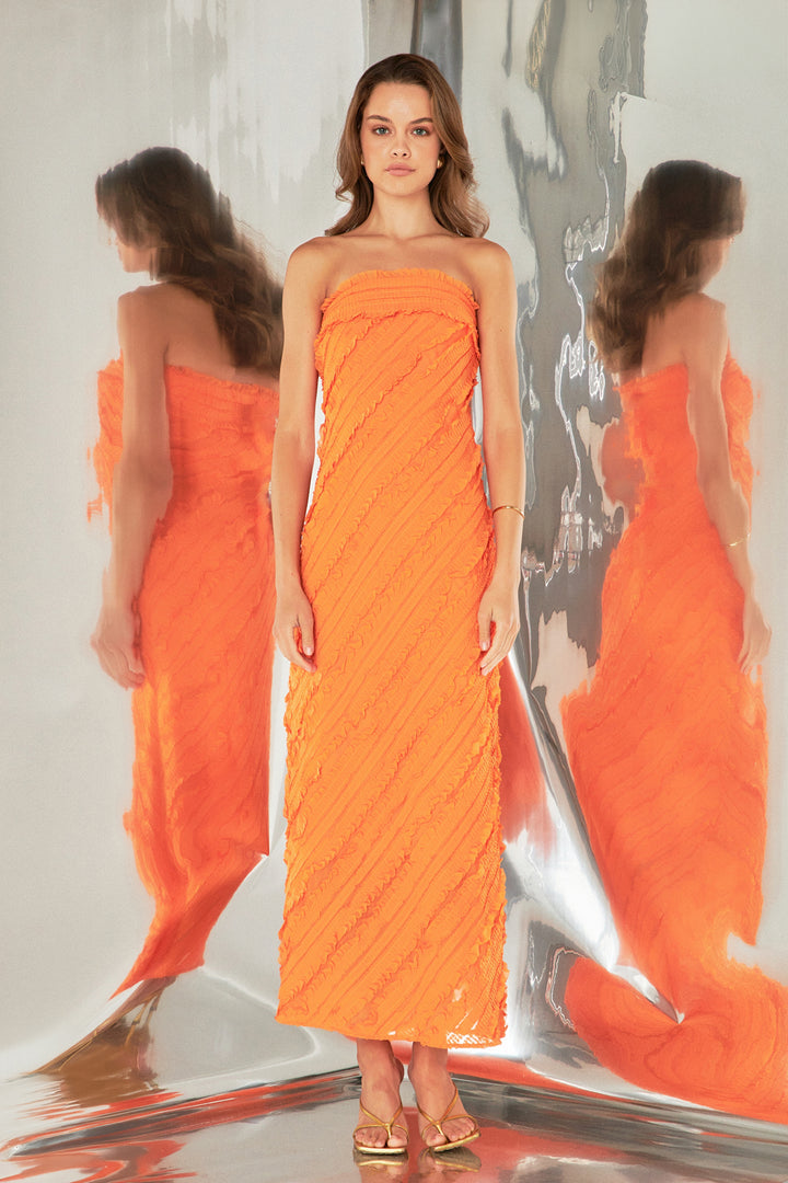 Strapless Ruffled Maxi Dress – Endless Rose