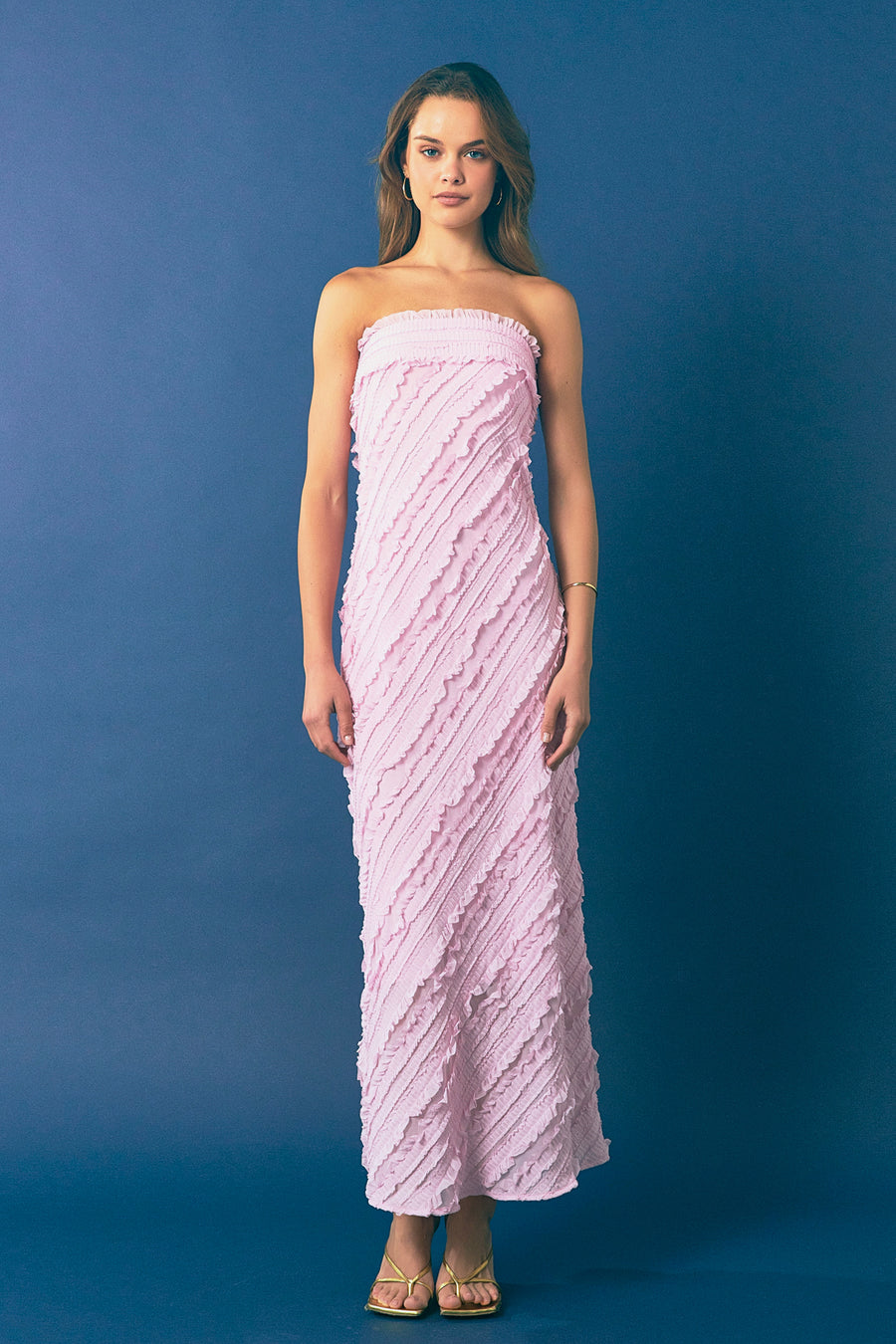 Strapless Ruffled Maxi Dress – Endless Rose
