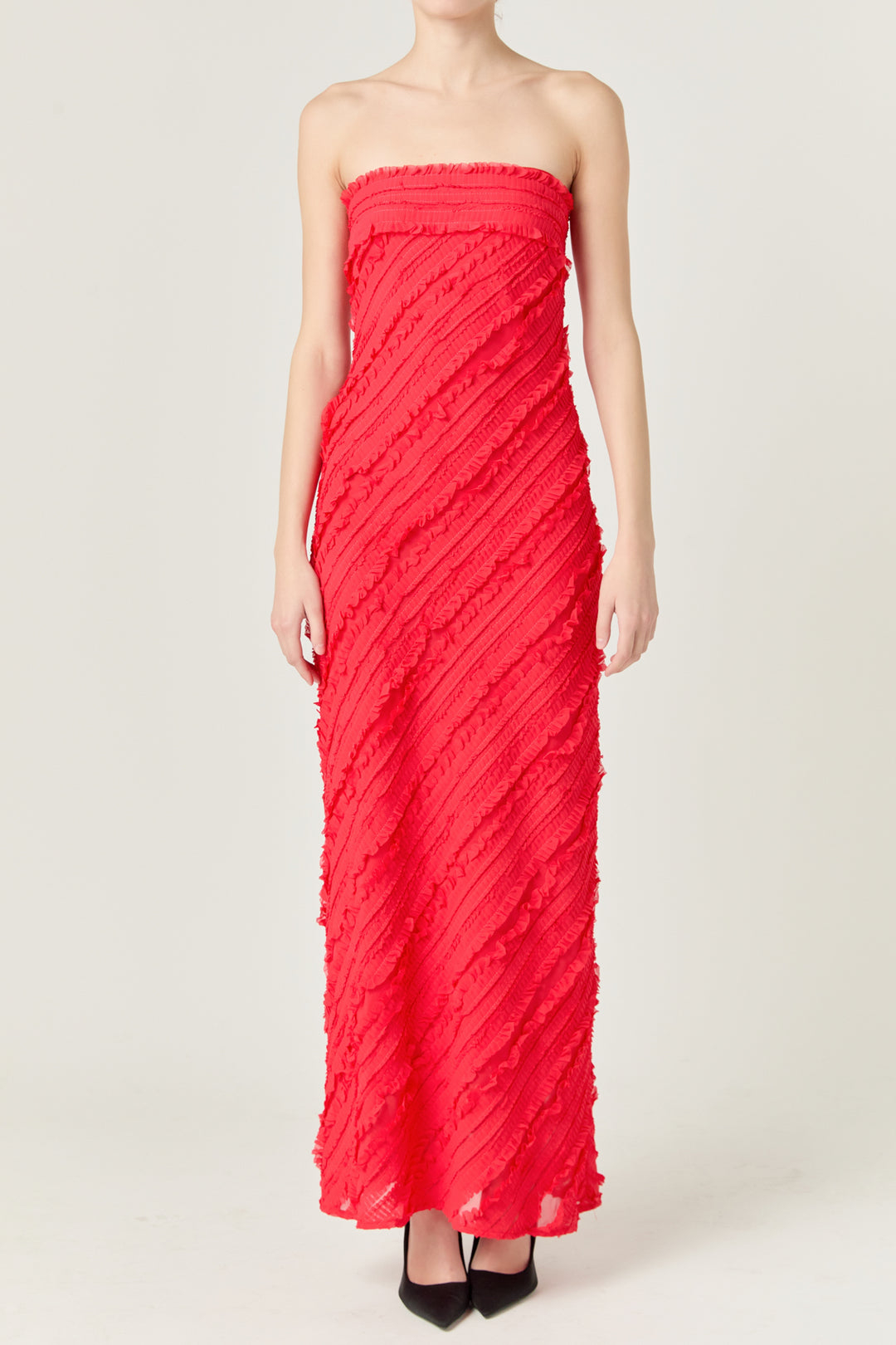Strapless Ruffled Maxi Dress – Endless Rose