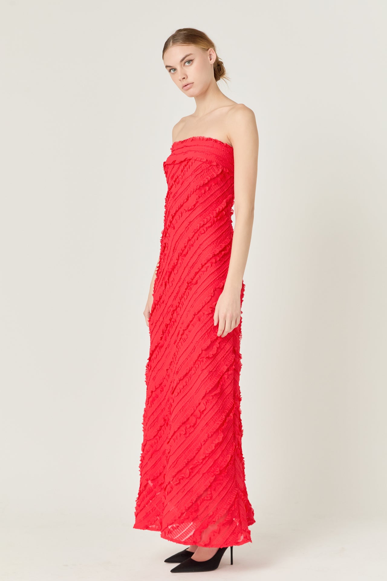 Strapless Ruffled Maxi Dress – Endless Rose