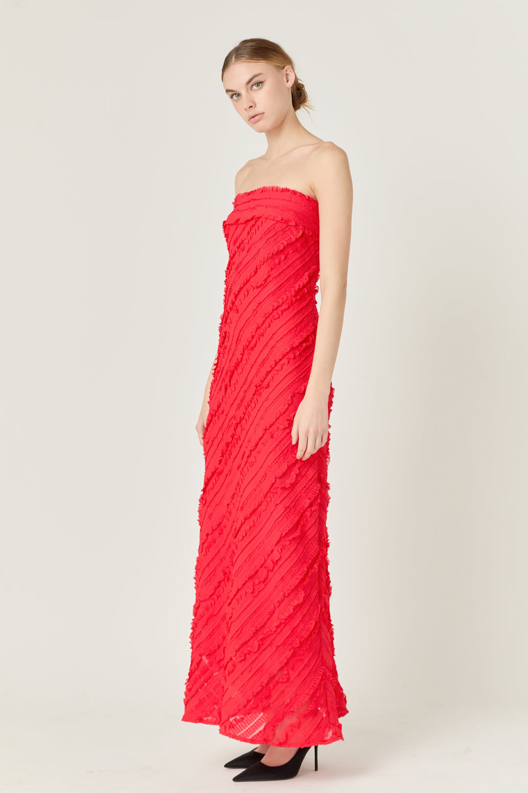 Strapless Ruffled Maxi Dress – Endless Rose
