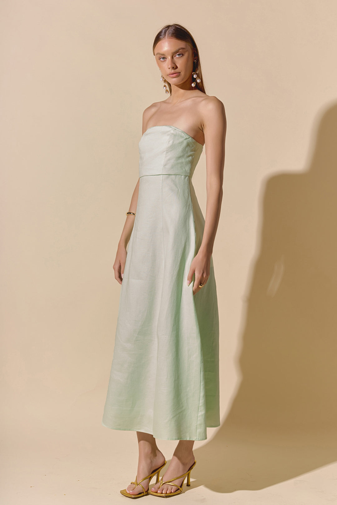 Lucia Folded Strapless Linen Maxi Dress – Endless Rose