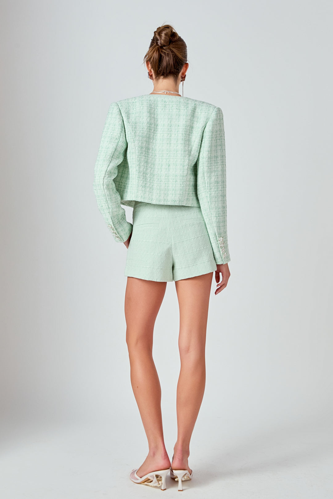 Lemi Tweed Jewel Buttoned Combo Jacket – Endless Rose