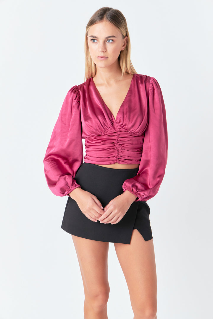 Satin Ruched Top – Endless Rose
