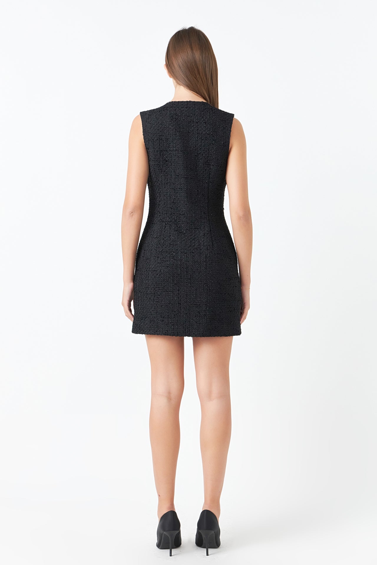 Sleeveless Tweed Mini Dress – Endless Rose