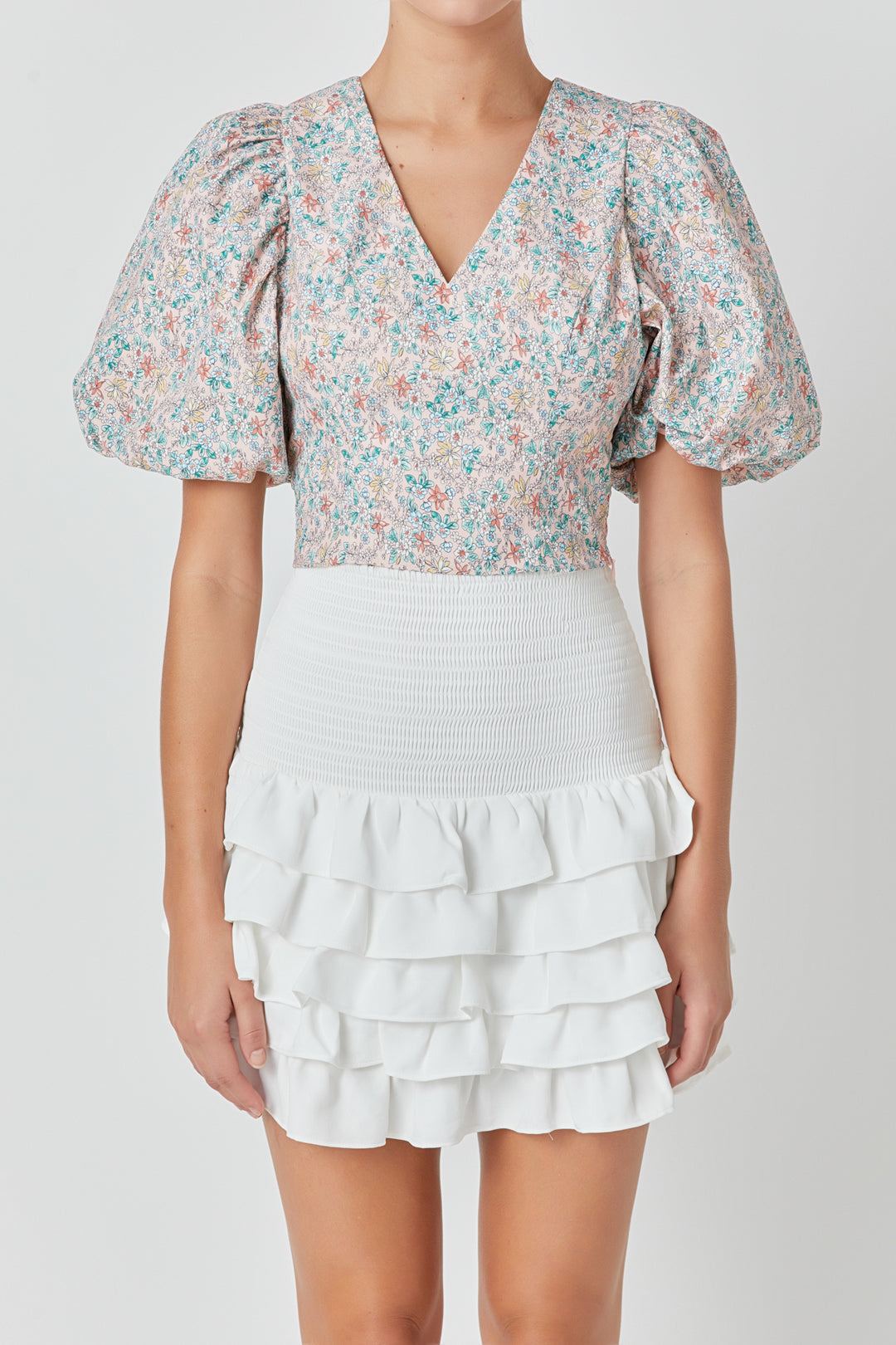 Floral Puff Sleeve Cropped Top – Endless Rose