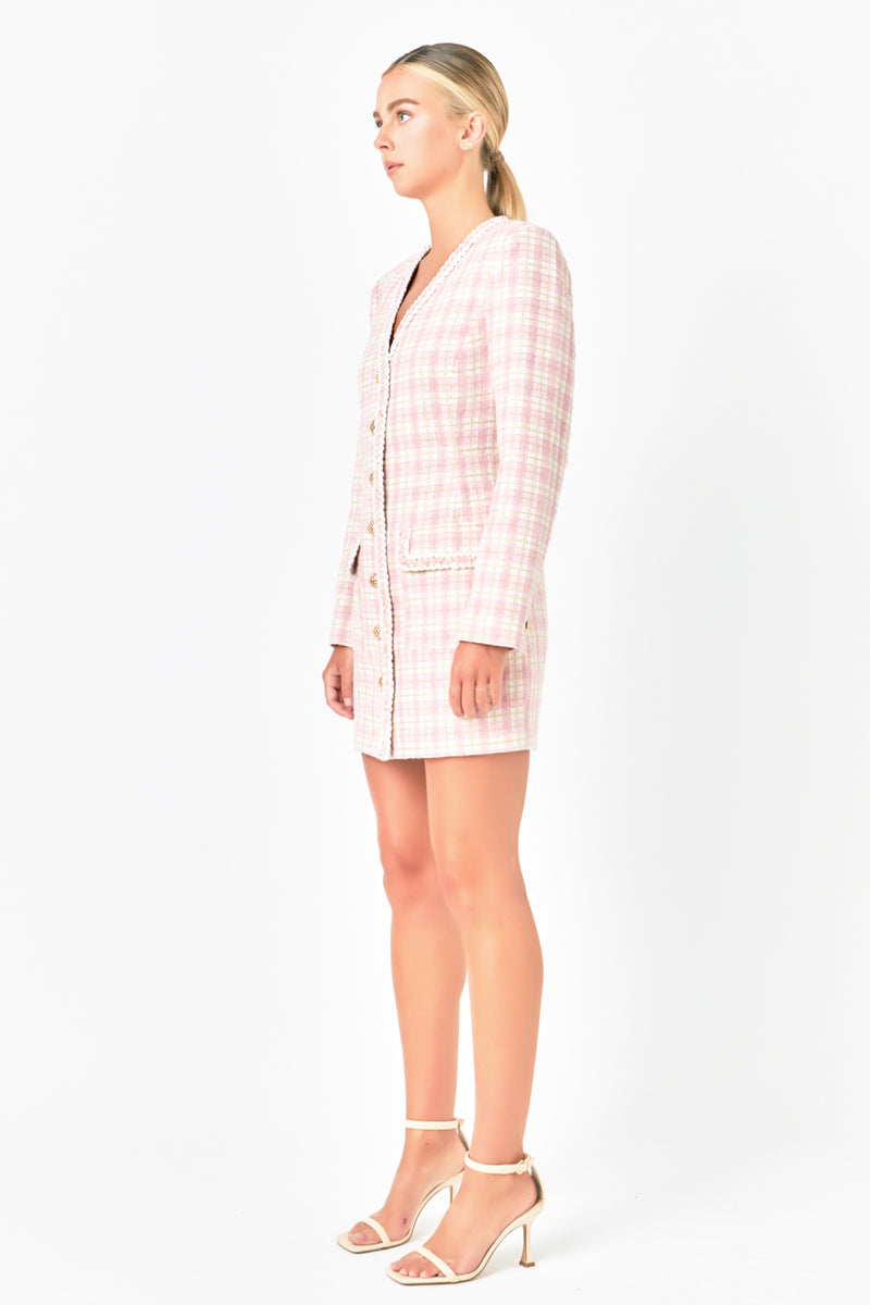 Premium Long Sleeve Tweed Mini Dress – Endless Rose