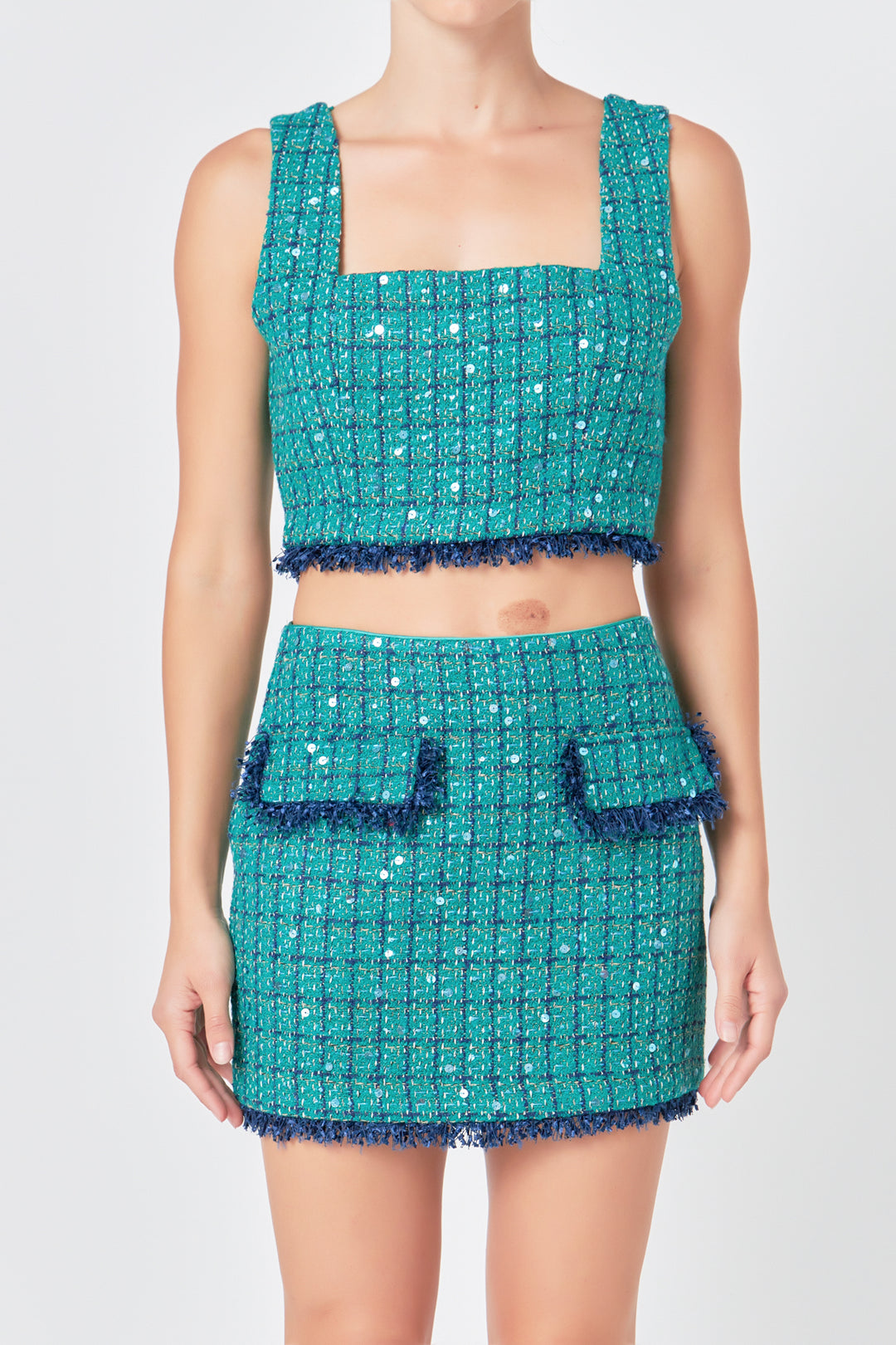 Premium Cropped Tweed Tank Top – Endless Rose