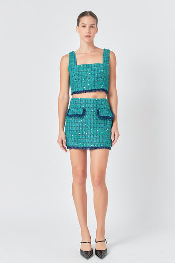 Premium Cropped Tweed Tank Top – Endless Rose