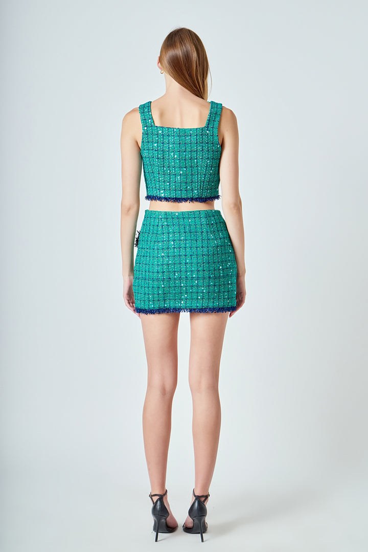 Premium Cropped Tweed Tank Top – Endless Rose