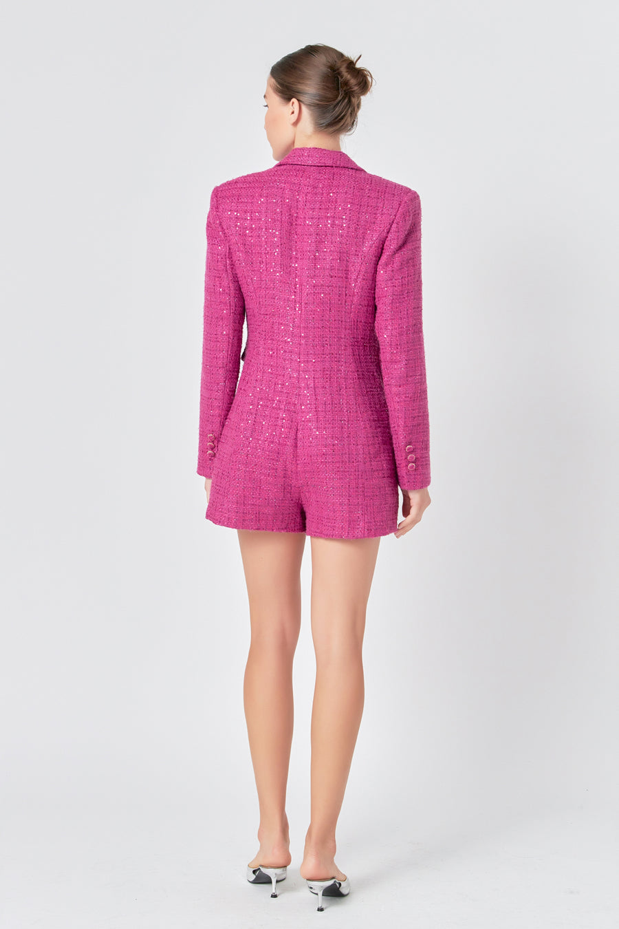 Premium Sequin Tweed Blazer Romper – Endless Rose