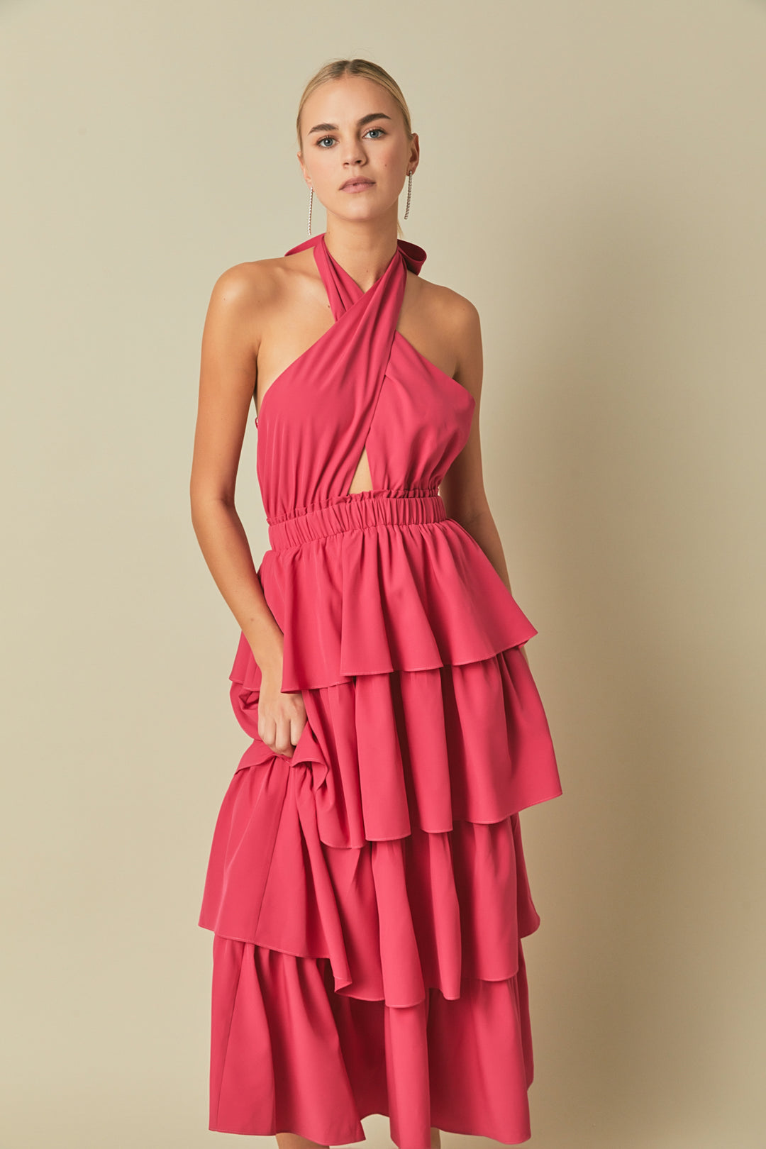 Criss Cross Halter Maxi Dress – Endless Rose