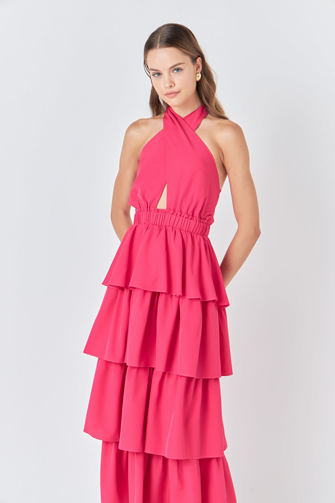 Criss Cross Halter Maxi Dress – Endless Rose